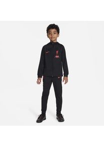 Liverpool FC Strike Nike Dri-FIT Fußball-Trainingsanzug mit Kapuze für jüngere Kinder - Schwarz