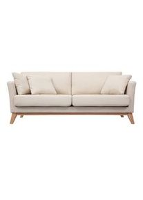 Miliboo 3-sitziges skandinavisches Sofa mit beigem abnehmbarem Bezug und Holzfüßen OSLO