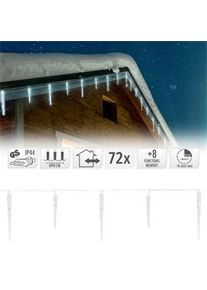 ECD Germany Weihnachtslichterkette LED Eiszapfen Lichterkette Kaltweiß 72 Zapfen 8 Leuchtmodi mit Timer