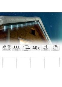 ECD Germany Weihnachtslichterkette LED Eiszapfen Lichterkette Kaltweiß 40 Zapfen 8 Leuchtmodi mit Timer