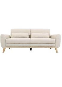 Miliboo Design-Sofa 3 Plätze Stoff naturfarben Eichenbeine EKTOR