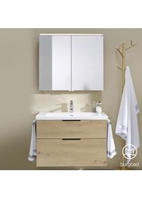 Burgbad Eqio Badmöbel-Set 1, Waschtisch mit Waschtischunterschrank und Spiegelschrank, SFAN093F5662C0001G0200