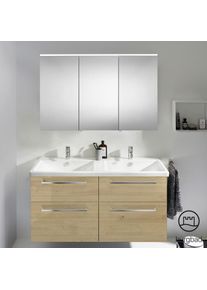 Burgbad Eqio Badmöbel-Set 5 Doppel-Waschtisch mit Waschtischunterschrank und Spiegelschrank, SFAQ123LF5662C0001P95