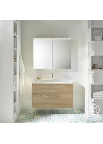 Burgbad Eqio Badmöbel-Set 1, Waschtisch mit Waschtischunterschrank und Spiegelschrank, SFAN103F5662C0001P95