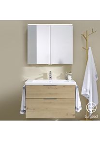 Burgbad Eqio Badmöbel-Set 1, Waschtisch mit Waschtischunterschrank und Spiegelschrank, SFAN093F5662C0001G0146