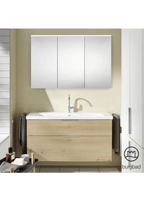 Burgbad Eqio Badmöbel-Set 3 Waschtisch mit Waschtischunterschrank und Spiegelschrank, SFAN123LF5662C0001G0146