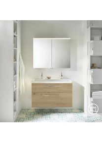 Burgbad Eqio Badmöbel-Set 2, Waschtisch mit Waschtischunterschrank und Spiegelschrank, SFAO103F5662C0001P95