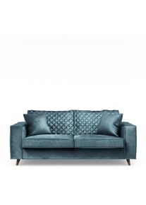 Rivièra Maison Rivièra Maison - Kendall Sofa 2,5 Seater, velvet, petrol - Kleur: Blau