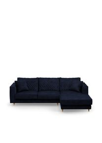 Rivièra Maison Rivièra Maison - Kendall Sofa with Chaise Longue Right, velvet, estate blue - Kleur: Blau