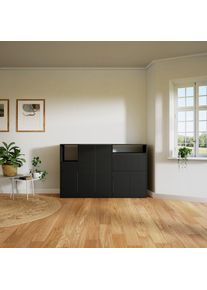 MYCS Aktenschrank Schwarz - Büroschrank: Schubladen in Schwarz & Türen in Schwarz - Hochwertige Materialien - 190 x 118 x 47 cm,...