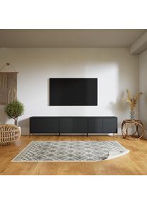 MYCS Lowboard Schwarz, Goldfüße - Designer-TV-Board: Türen in Schwarz - Hochwertige Materialien - 226 x 52 x 34 cm, Komplett anpassbar