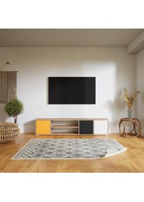 MYCS Lowboard Eiche - Designer-TV-Board: Türen in Schwarz - Hochwertige Materialien - 192 x 42 x 34 cm, Komplett anpassbar