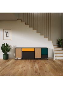 MYCS Sideboard Eiche - Sideboard: Schubladen in Graphitgrau & Türen in Graphitgrau - Hochwertige Materialien - 192 x 72 x 47 cm, konfigurierbar