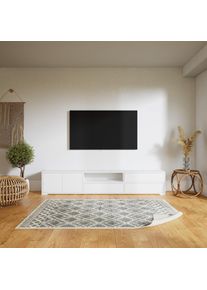 MYCS Lowboard Weiß - TV-Board: Schubladen in Weiß & Türen in Weiß - Hochwertige Materialien - 226 x 42 x 34 cm, Komplett anpassbar