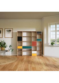 MYCS Aktenregal Weiß - Büroregal: Schubladen in Blaugrün & Türen in Schwarz - Hochwertige Materialien - 192 x 196 x 34 cm, konfigurierbar