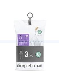 simplehuman Müllbeutel Code U, 3 x Pack mit 20 Stück, 55 L insgesamt 60 Beutel