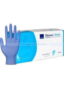 Einmalhandschuhe ABENA Excellent Vitrile Blend blau L Gr. 9, puderfrei, unsterile Handschuhe, 100 Stück/Box