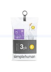 Müllbeutel simplehuman code E, 3 x Pack mit 20 Stück, 20 L insgesamt 60 Beutel