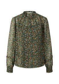 Tom Tailor Damen Gemusterte Bluse aus Chiffon, grün, Muster, Gr. 36