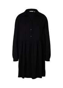 Tom Tailor Denim Damen Kurzes Kleid mit Kragen, schwarz, Gr. XXL