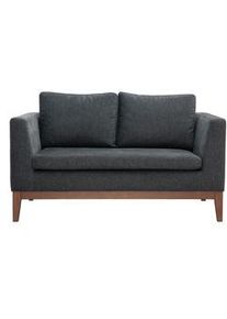 Miliboo Skandinavisches Sofa mit dunkelgrauem Stoff mit Samteffekt und dunklem Holz 2-Sitzer SHIRO