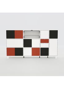 MYCS Sideboard Weiß - Sideboard: Schubladen in Weiß & Türen in Schwarz - Hochwertige Materialien - 228 x 129 x 47 cm, konfigurierbar