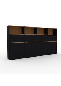 MYCS Sideboard Schwarz - Sideboard: Schubladen in Schwarz & Türen in Schwarz - Hochwertige Materialien - 300 x 156 x 34 cm, konfigurierbar