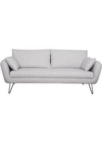 Miliboo Design-Sofa hellgrau mit schwarzen Metallfüßen 3-Sitzer CREEP