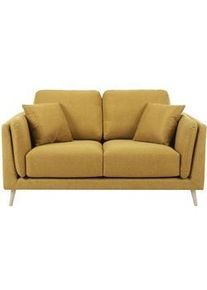 Miliboo Design-Sofa 2-Sitzer aus gelbem Stoff VOGUE