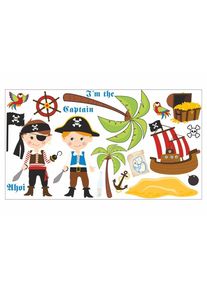 nikima Wandtattoo »090 Wandtattoo Pirat mit Schiff und Insel