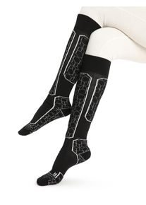 Icebreaker Merino Ski+ Medium Skistrümpfe Alpine Geo für Damen Socken | Größe Small | Black/Snow White | Nylon