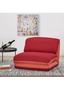 Schlafsessel MCW-E68, Schlafsofa Funktionssessel Klappsessel Relaxsessel, Stoff/Textil ~ orange/dunkelrot
