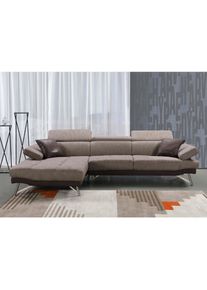 Sofa MCW-H92, Couch Ecksofa L-Form 3-Sitzer, Liegefläche ~ links, braun