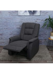 Fernsehsessel MCW-F23, Relaxsessel Liege Sessel, Stoff/Textil 102x79x96cm ~ grau ohne Massage- und Wärmefunktion