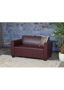 MCW 2er Sofa Couch Moncalieri Loungesofa Kunstleder ~ rot-braun