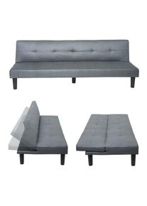 3er-Sofa MCW-G11, Couch Schlafsofa Gästebett Bettsofa Klappsofa, Schlaffunktion 195cm ~ Stoff/Textil, grau