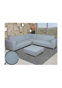 Ecksofa MCW-C47, Sofa Loungesofa Couch, Stoff/Textil Indoor wasserabweisend ~ blau ohne Ablage