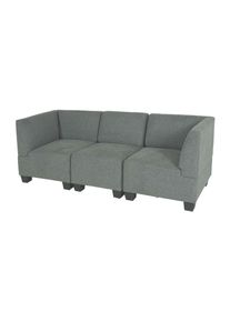 MCW Modular 3-Sitzer Sofa Couch Moncalieri, Stoff/Textil ~ grau, hohe Armlehnen