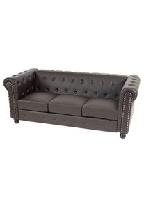 MCW Luxus 3er Sofa Loungesofa Couch Chesterfield Edinburgh Kunstleder ~ runde Füße, braun