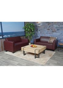 MCW Sofa-Garnitur Couch-Garnitur 2x 2er Sofa Moncalieri Kunstleder ~ rot-braun