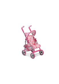 Moni Puppenwagen Flower Garden verstellbare Rückenlehne und Griffe klappbar Korb pink