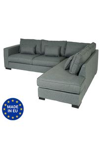 Ecksofa MCW-J58, Couch Sofa mit Ottomane rechts, Made in EU, wasserabweisend ~ Stoff/Textil grau