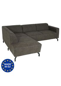 Ecksofa MCW-J60, Couch Sofa mit Ottomane links, Made in EU, wasserabweisend ~ Kunstleder grau-braun