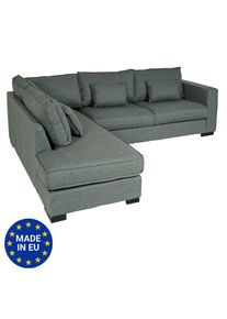 Ecksofa MCW-J58, Couch Sofa mit Ottomane links, Made in EU, wasserabweisend ~ Stoff/Textil grau