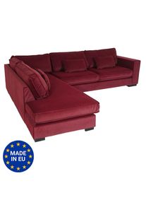 Ecksofa MCW-J58, Couch Sofa mit Ottomane links, Made in EU, wasserabweisend ~ Samt bordeaux-rot