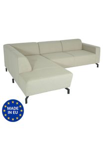 Ecksofa MCW-J60, Couch Sofa mit Ottomane links, Made in EU, wasserabweisend ~ Stoff/Textil sand-braun