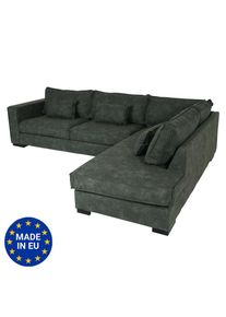 MCW Ecksofa HWC-J58, Couch Sofa mit Ottomane rechts, Made in EU, wasserabweisend ~ Kunstleder grau