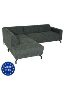 Ecksofa MCW-J60, Couch Sofa mit Ottomane links, Made in EU, wasserabweisend ~ Kunstleder grau