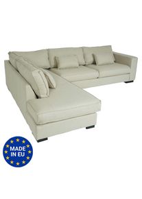 Ecksofa MCW-J58, Couch Sofa mit Ottomane links, Made in EU, wasserabweisend ~ Stoff/Textil sand-braun