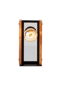 Brilliant Lampe, Calandra Tischleuchte schwarz/holzfarbend, 1x A60, E27, 42W, Holz aus nachhaltiger Waldwirtschaft (FSC)